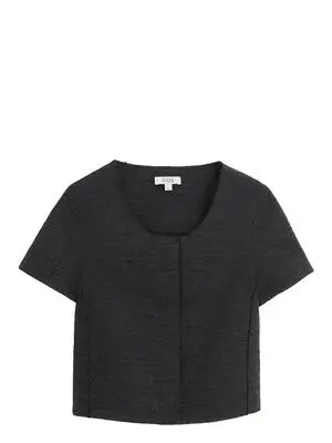 Cos Textured Short-sleeved Top - Black