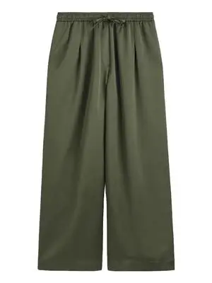Cos Pleated Satin Drawstring Pants - Green