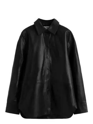 Cos Leather Shirt - Black
