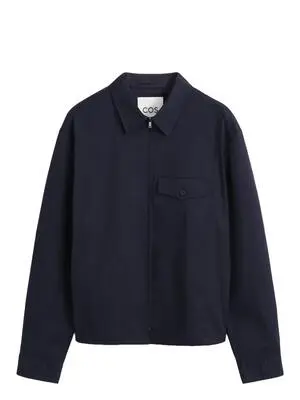 Cos Zip-up Cotton Overshirt - Navy