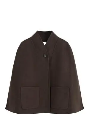 Cos Shawl-collar Double-faced Wool Cape - Brown