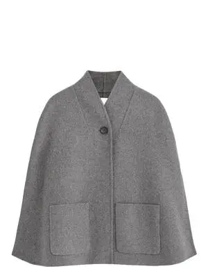 Cos Shawl-collar Double-faced Wool Cape - Gray