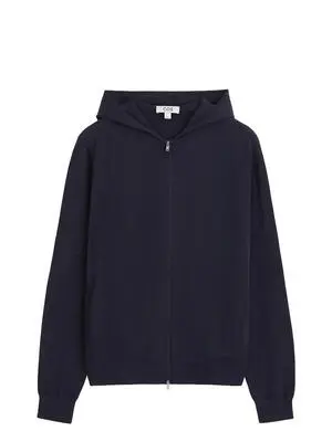 Cos Merino Wool Zip-up Hoodie - Navy