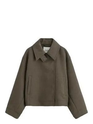 Cos Rounded Wool-blend Trench Jacket - Brown