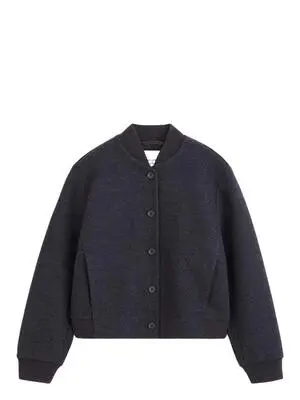 Cos Boiled Wool-blend Bomber Jacket - Gray