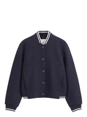 Cos Boiled Wool-blend Bomber Jacket - Navy