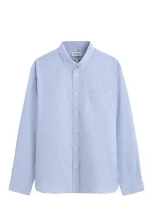 Cos Relaxed Pinstriped Fil-à-fil Cotton Shirt - Blue
