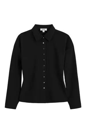 Cos Waisted Crepe-jersey Shirt With Sculpted Sleeves - Black