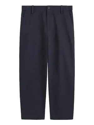 Cos Cotton-twill Relaxed-fit Straight-leg Pants - Navy