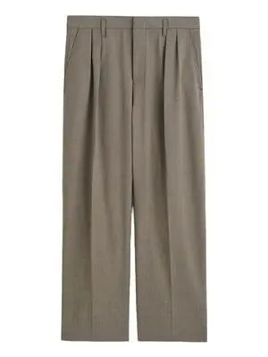 Cos Wool-blend Relaxed-fit Wide-leg Pleated Pants - Brown