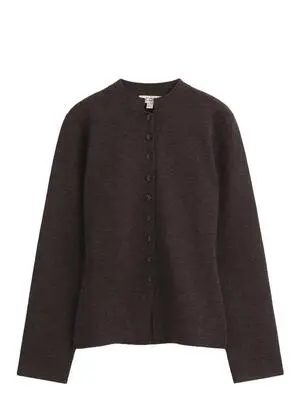 Cos Merino Wool-Blend Cardigan With Stand Collar Brown