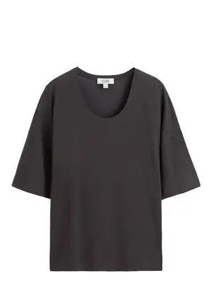 Cos COS Fluid Modal Scoop-Neck T-Shirt Brown