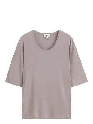 Cos COS Fluid Modal Scoop-Neck T-Shirt Gray