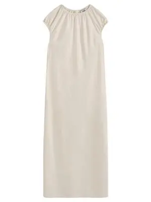 Cos Gathered Satin Midi Dress - White