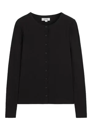 Cos Jersey Cardigan Top Black