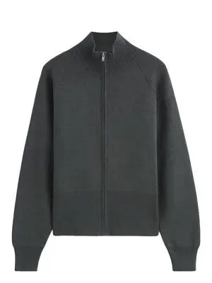 Cos Knitted Mock-neck Zip-up Jacket - Gray