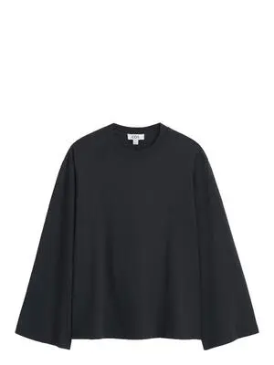 Cos COS Brushed Cotton Long Sleeve T-Shirt Black