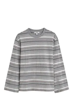 Cos COS Brushed Cotton Long Sleeve T-Shirt Gray