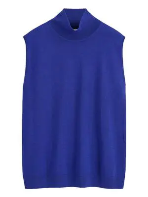 Cos Merino Wool Mock-neck Tank - Blue