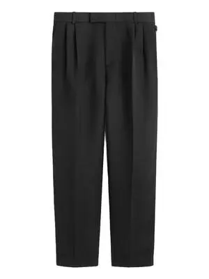 Cos Pleated Wool-blend Relaxed-fit Tapered Pants - Black