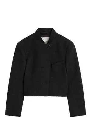 Cos Cropped Structured Jacquard Blazer - Black