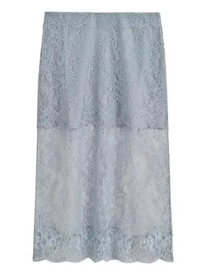 Cos Lace Midi Skirt With Scalloped Trims - Light Blue