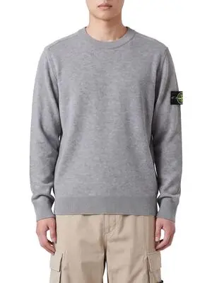 Stone Island Stone Island Virgin Wool Crewneck Jumper With Compass Logo Patch Grey