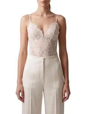 Zimmermann Zimmermann Slim Fit Sheer Lace Evening Top Cream