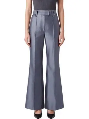 Zimmermann Valiant High-waisted Flared Trousers In Wool And Silk Blend - Blue