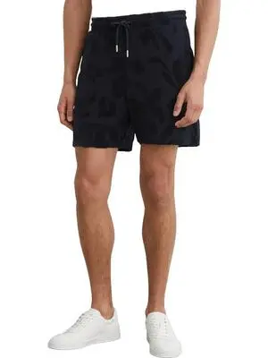 REISS Voss Printed Drawstring Shorts - Navy