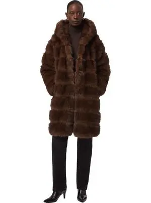 Apparis Marais Mink Hooded Coat - Brown