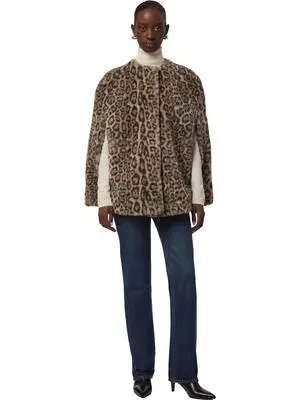 Apparis Sloane Leopard Print Faux Fur Cape - Light Leopard