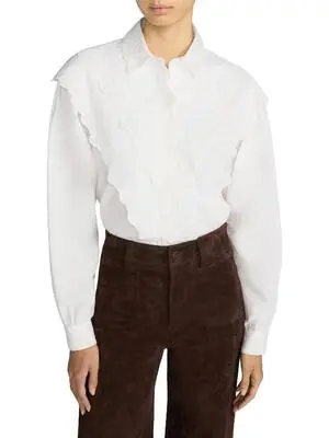 FRAME Poplin Equestrian Cotton Shirt - White