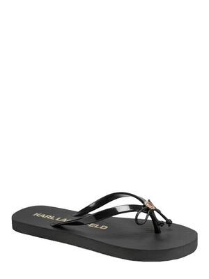 Karl Lagerfeld Paris Zeni Flip Flops With Bow Detail - Black