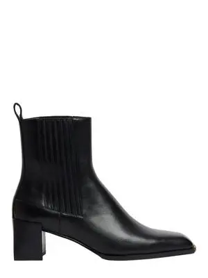 Sandro Square Toe Leather Ankle Boots - Black