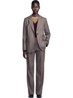 Sandro Wool Tailored Jacket With Notch Lapel - Greige