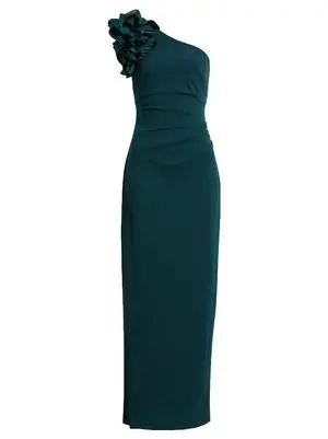 XSCAPE EVENINGS Xscape Evenings One-Shoulder Ruffle Crepe Dress