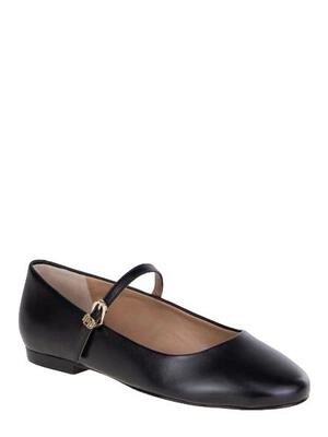 NINETY UNION Anna Leather Mary Jane Flats - Black