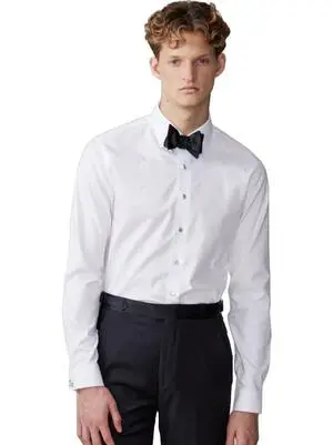 THE BLACK TUX Slim Stretch Cotton Dress Shirt - White