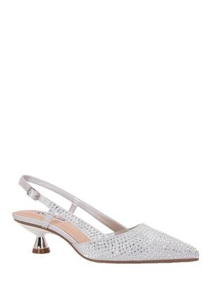 LADY COUTURE LADY COUTURE Embellished Slingback Pumps With Sculptural Heel Silver