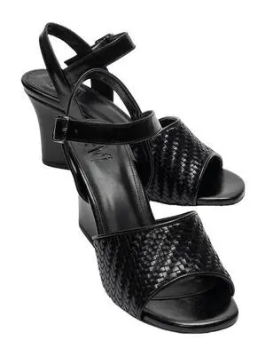 PROLOGUE SHOES Sylvar Slingback Wedge Sandal - Black