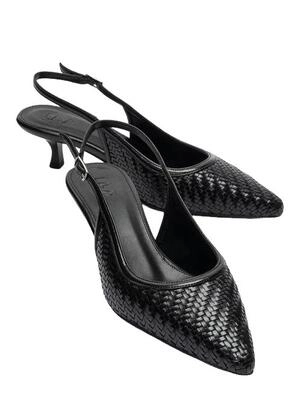 PROLOGUE SHOES Fendrix Kitten Heel Slingback Pump - Black
