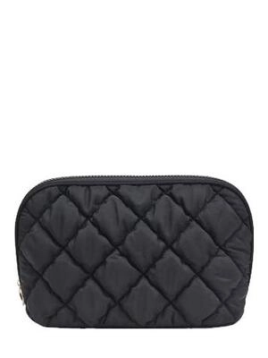 URBAN ESSENTIALS Quilted Puffer Nylon Cosmetic & Travel Organizer Dome Pouch - Black