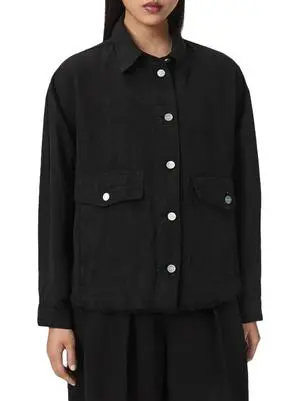 ALLSAINTS Hettie Linen Blend Shacket - Black