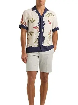 Orlebar Brown Orlebar Brown Norwich Seersucker Tailored-Fit Shorts Wave Blue/white Sand Stripe