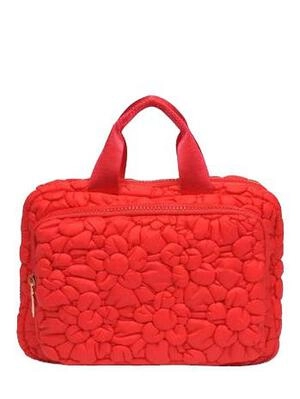 URBAN ESSENTIALS Petal Plush Nylon Travel Organizer With Quilted Floral Pattern - Red