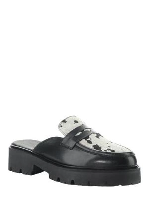 BOS. & CO. Brill Leather Loafer Mule - Black/white