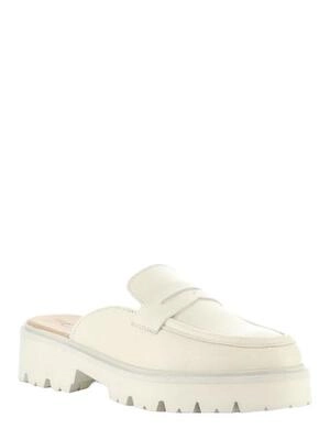 BOS. & CO. Brill Leather Loafer Mule - Cream