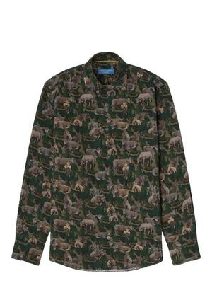 Robert Talbott Reynolds Printed Ca-moo-flage Shirt - Olive