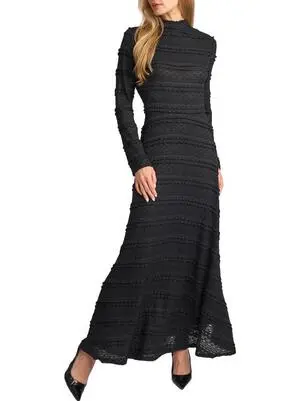 Ted Baker London Thea Ruffle Mock Neck Maxi Dress - Rich Black